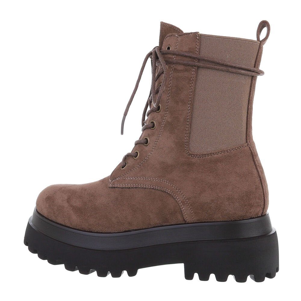 Ital Design Damen Schnürschuhe Freizeit Stiefelette Blockabsatz