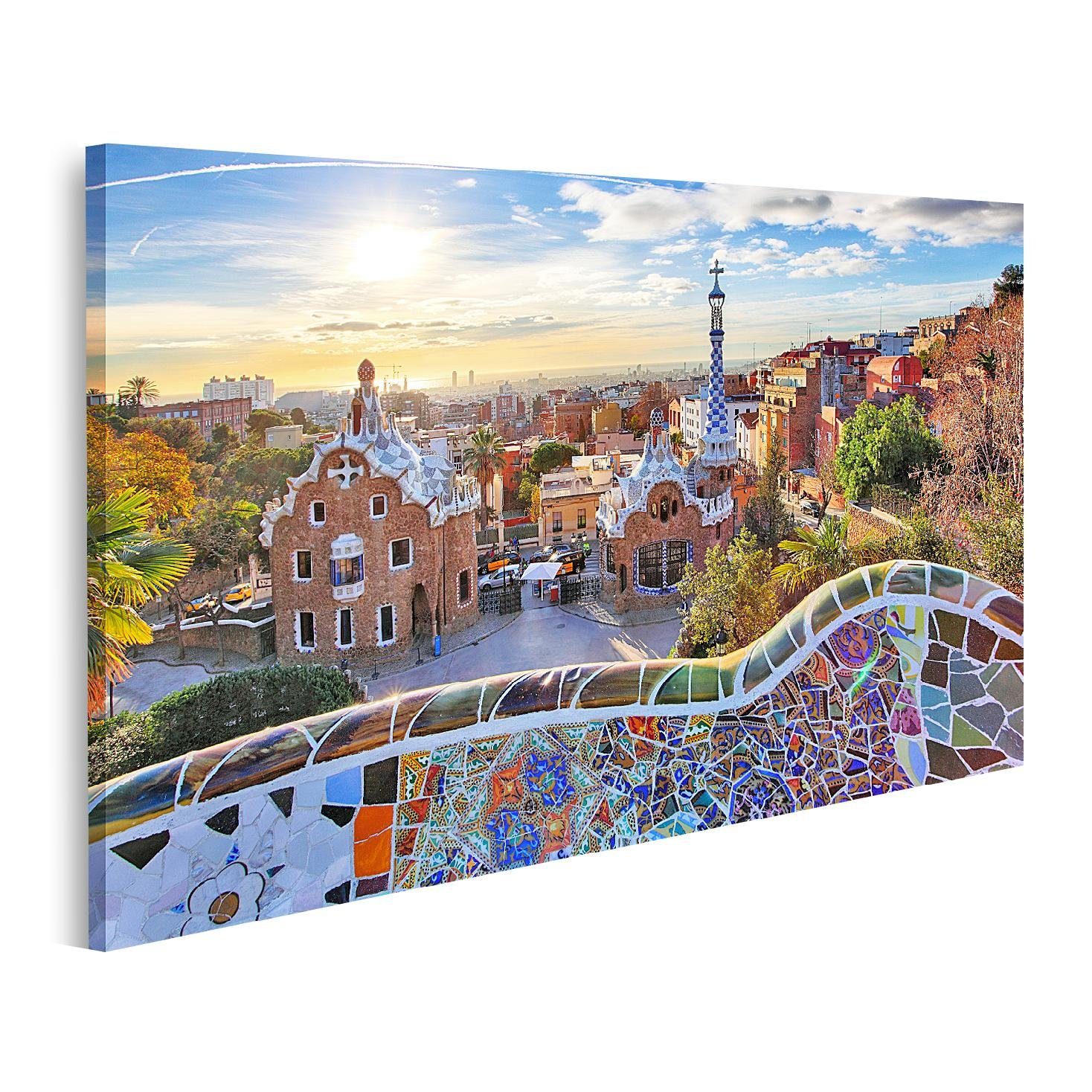 islandburner Leinwandbild Bild auf Leinwand Barcelona Park Guell Spanien Wandbild Poster Kunstdr