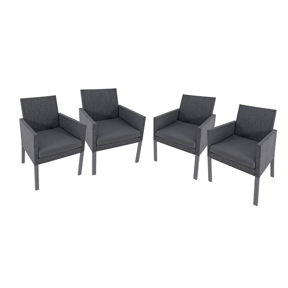Lomadox Gartenstuhl Garda 120 Armstuhl 4er Set Mit Auflage In Grau B