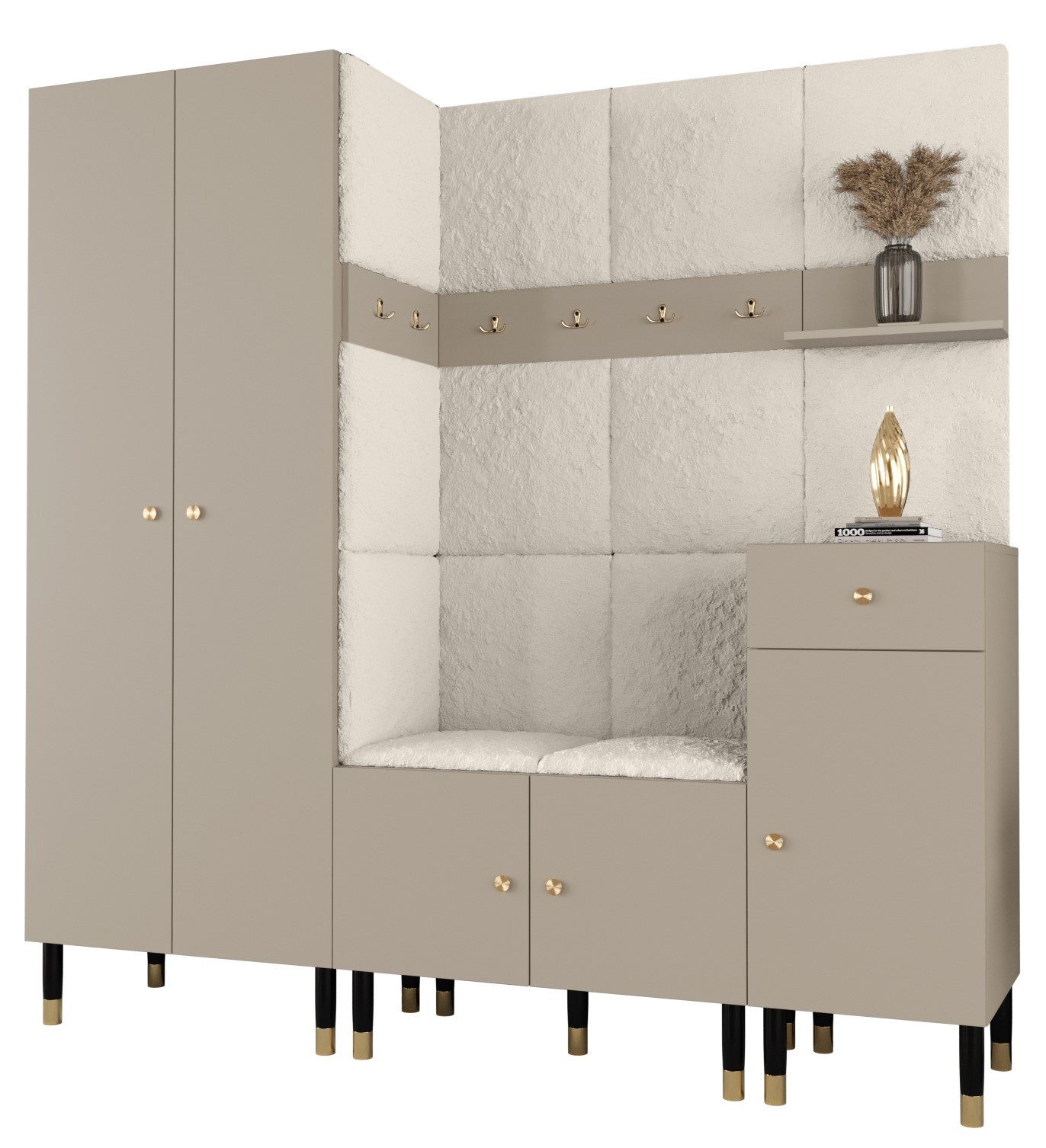 ABIKS MÖBEL Kompaktgarderobe PALERMO Set 1 Garderobe mit gepolsterten ...