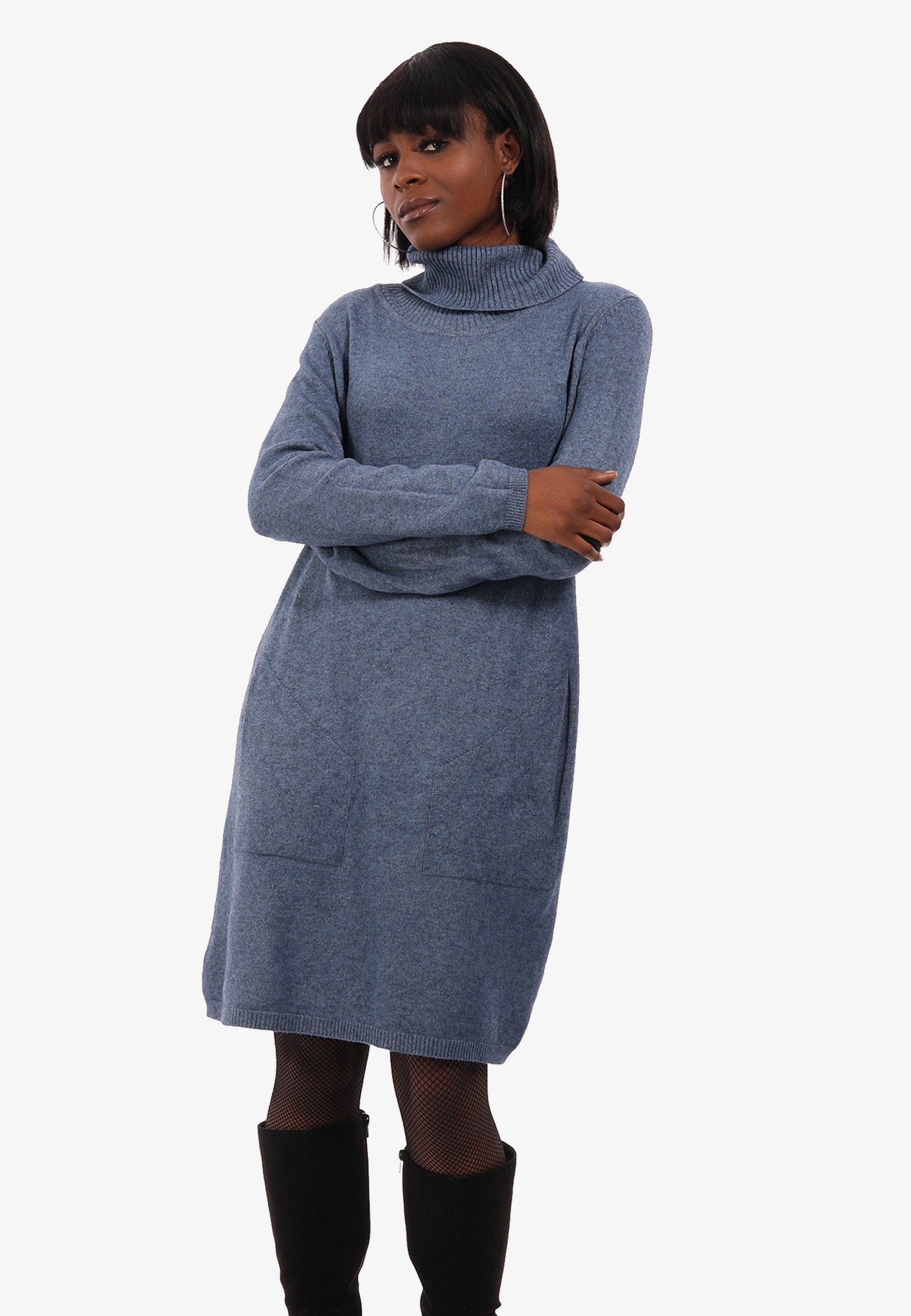 Yc Fashion And Style Strickkleid Strickkleid Longpullover Mit Rollkragen