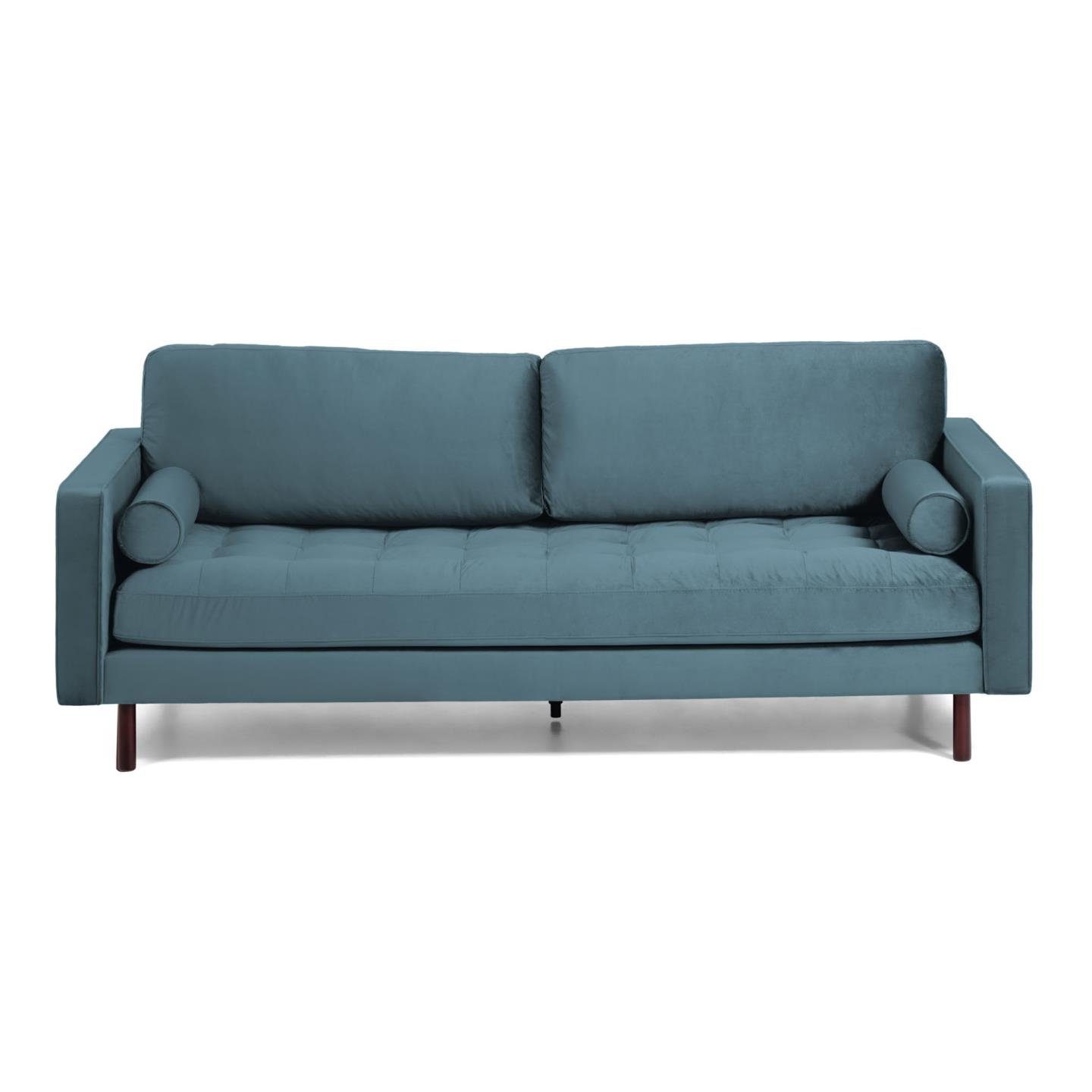 Natur24 Sofa Sofa Debra 3-Sitzer türkiser Samt 220cm Couch Sitzgarnitur
