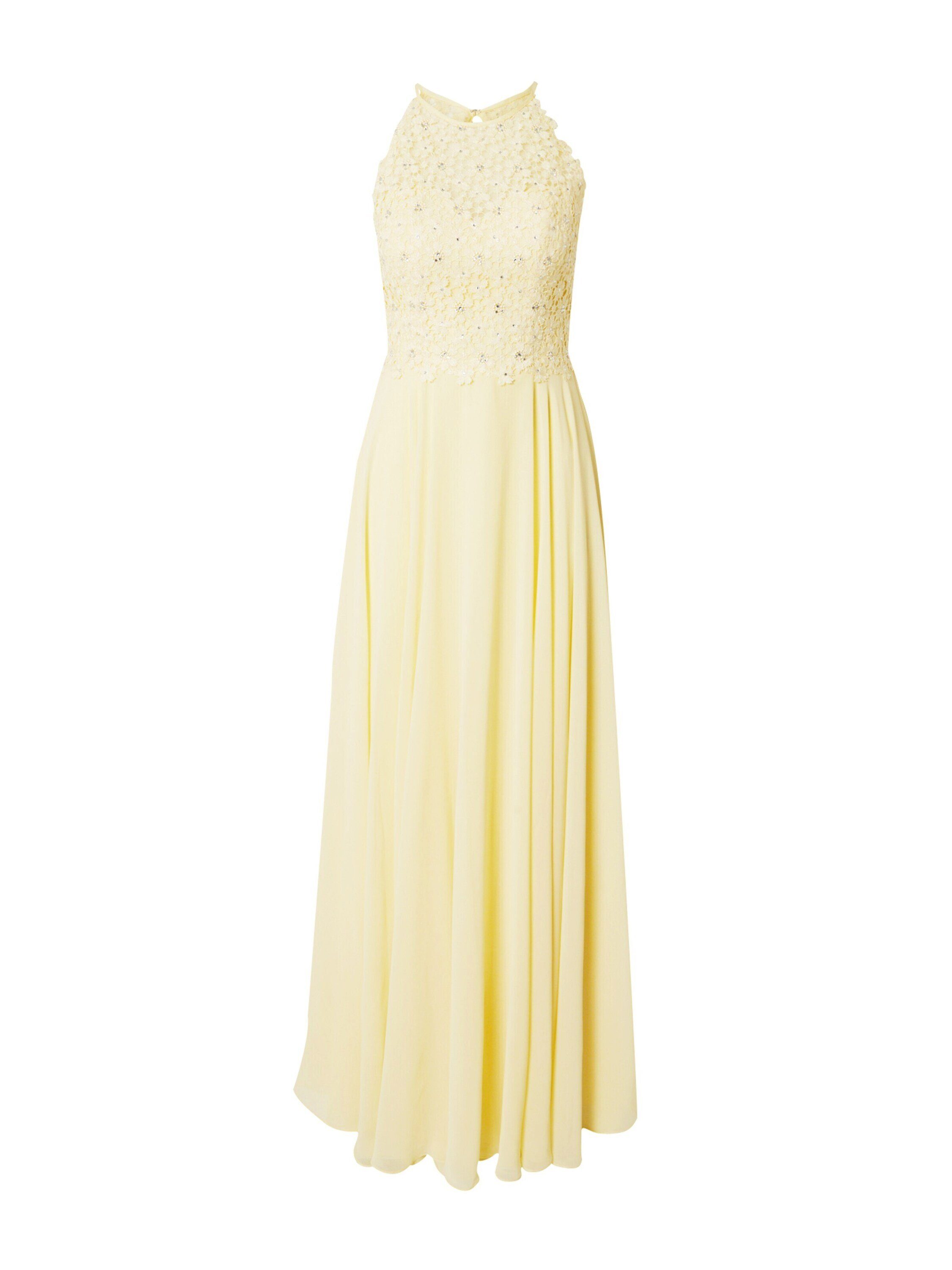 Luxuar Abendkleid 1 Tlg Spitze Falten Ziersteine Eingefasster