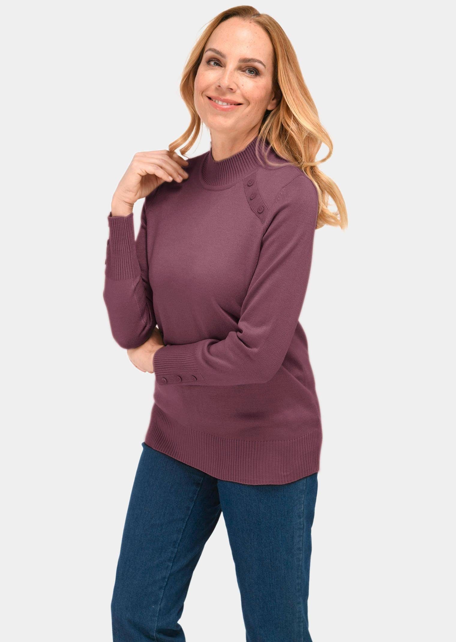 Goldner Strickpullover Pflegeleichter Pullover Mit Stehbundkragen