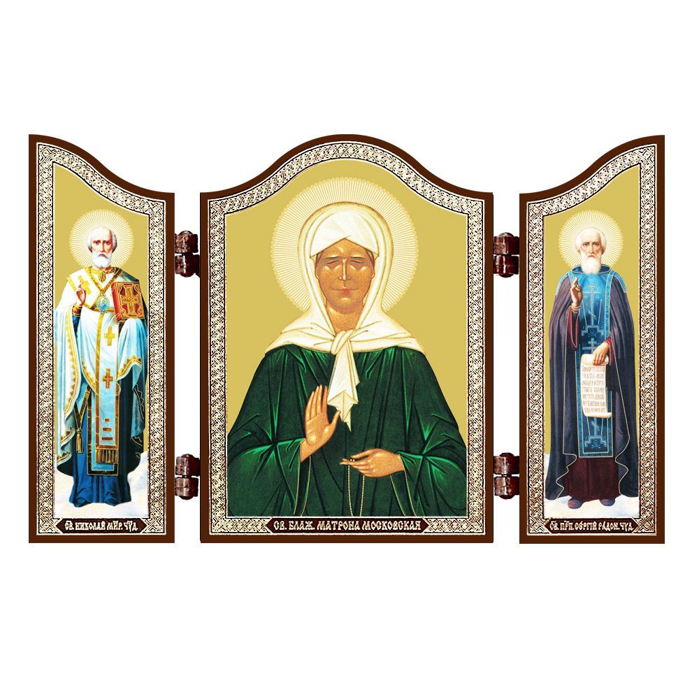 NKlaus Holzbild 1415 Matrona Von Moskau Christliche Ikone Matrona, Triptychon