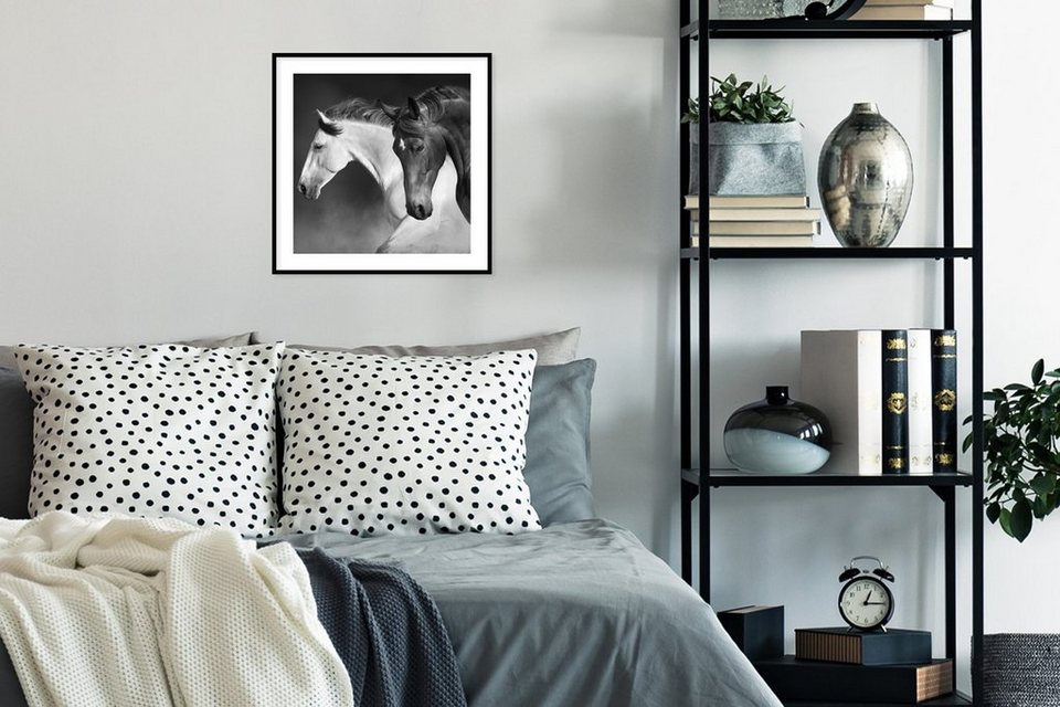 Muchowow Poster Pferde Tiere Schwarz Weiß Porträt 1 St