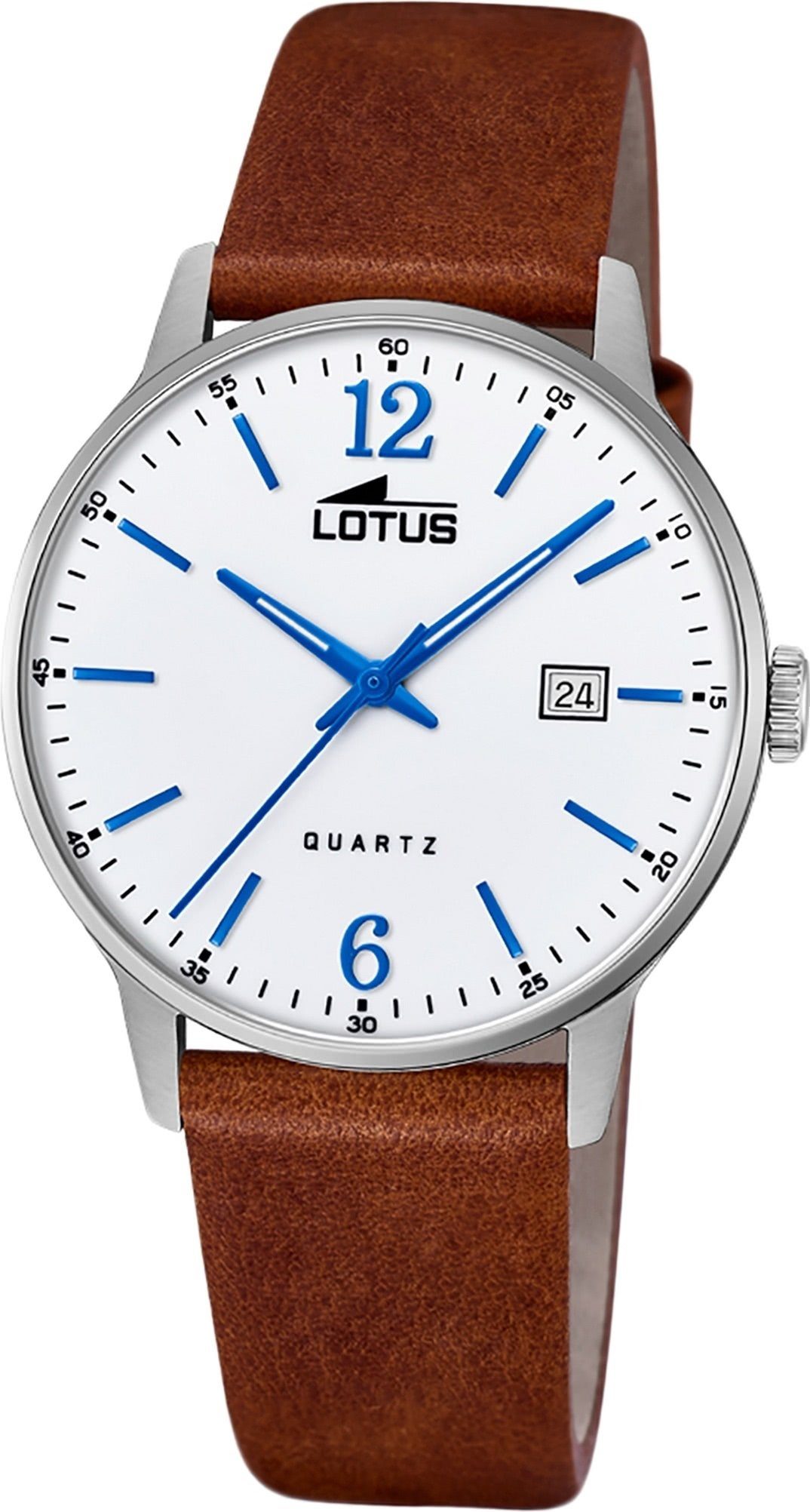 Lotus Quarzuhr LOTUS Leder Herren Uhr 18695/2, Herrenuhr mit Lederarmband, rundes Gehäuse, groß ...