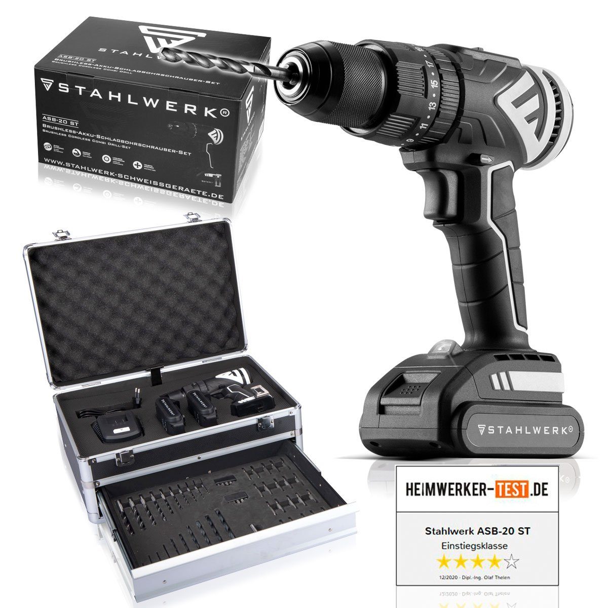 STAHLWERK Akku-Schrauber »Brushless Akku Schlagbohrschrauber-Set ASB-20 ST«, Akkuschrauber ...