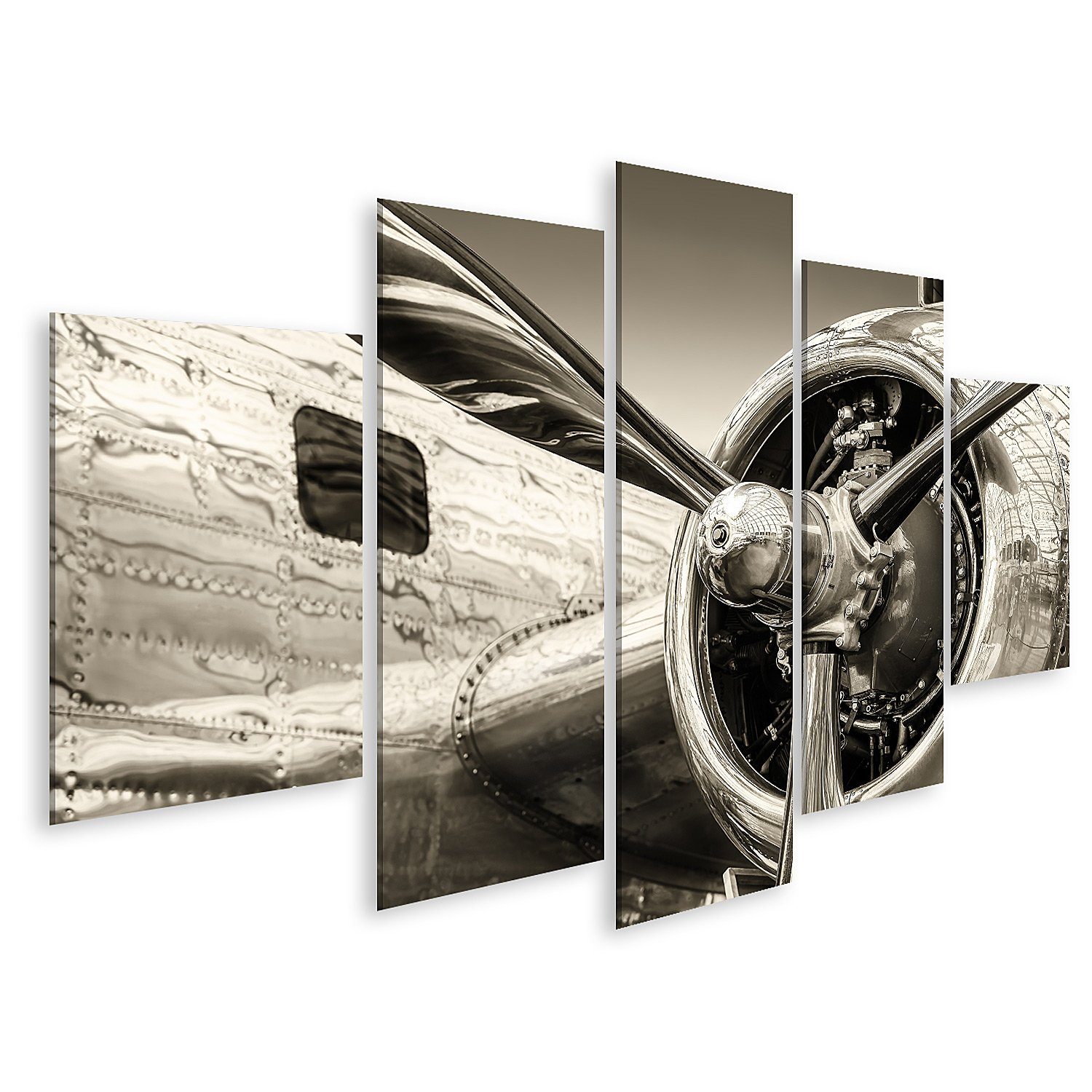 islandburner Leinwandbild Bild auf Leinwand Propeller Radialmotor Historisches Flugzeug Wandbild