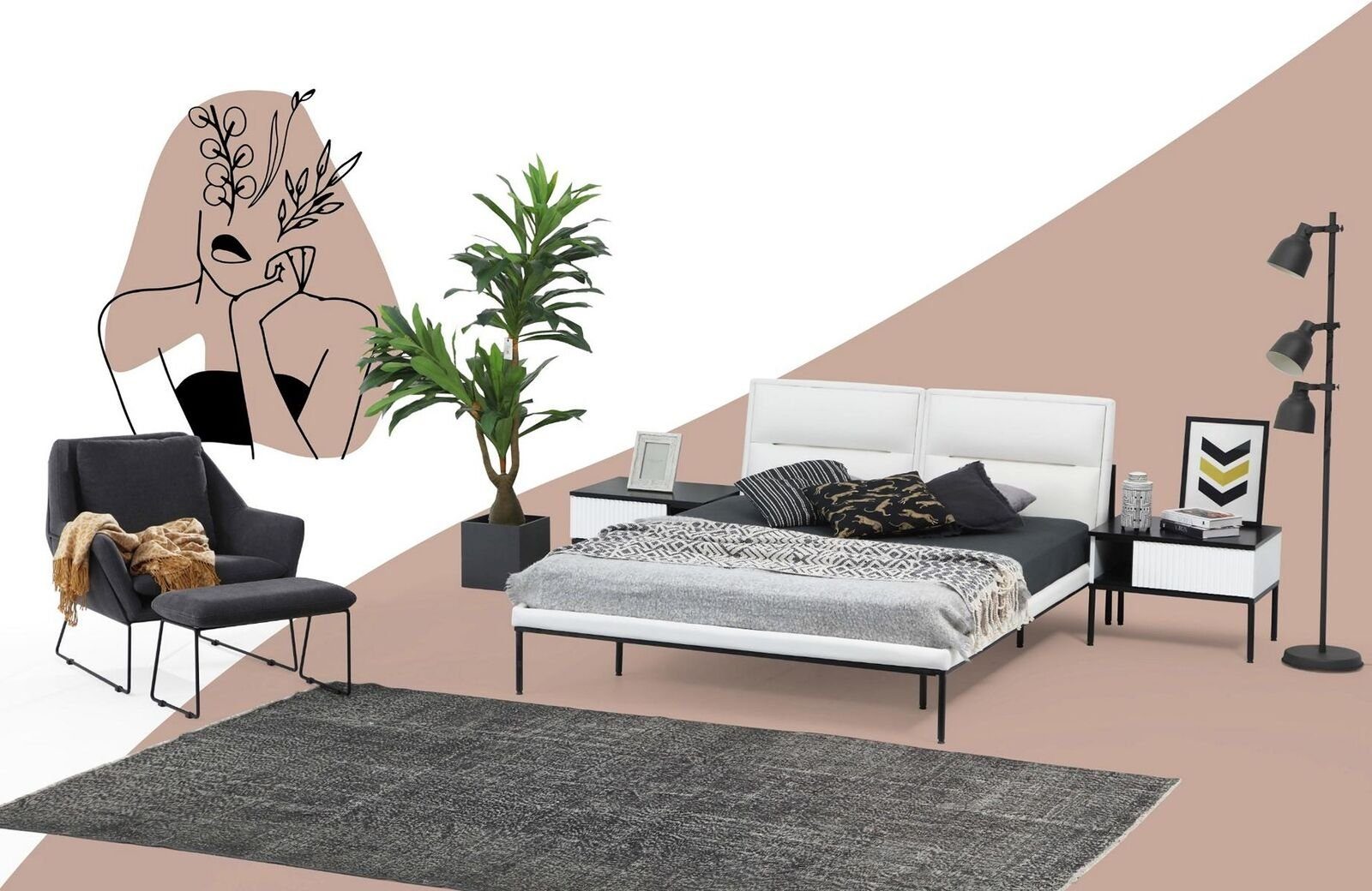 Jvmoebel Schlafzimmer Set Garnitur Schlafzimmer Doppelbett Bett