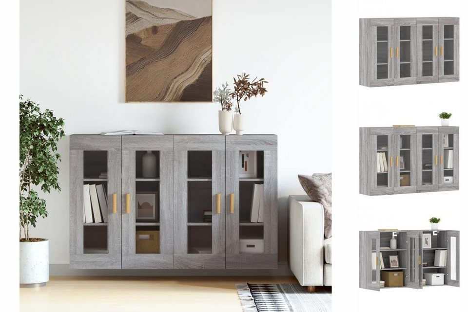 Vidaxl Sideboard Wandschränke 2 Stk Grau Sonoma Spanplatte Glas Vitrine