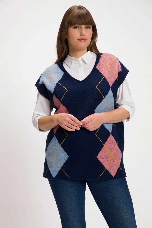 Ulla Popken Strickpullover Pullunder V Ausschnitt Seitenschlitze ärmellos