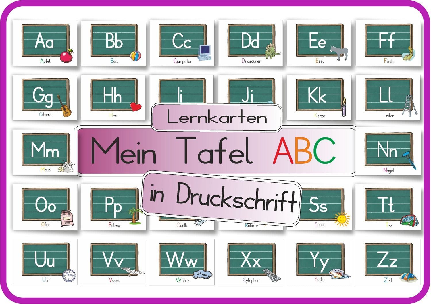 Mein Tafel-ABC in Grundschrift mit Artikeln Lernposter DINA4 laminiert ...