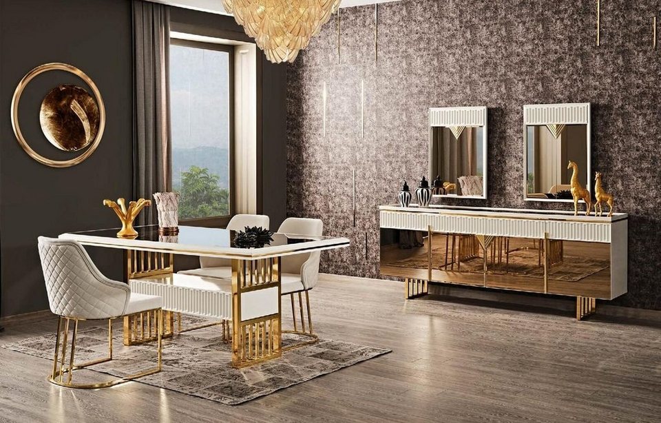 Jvmoebel Esszimmer Set Esstisch 4x Stühle Esszimmer Set Essgruppe