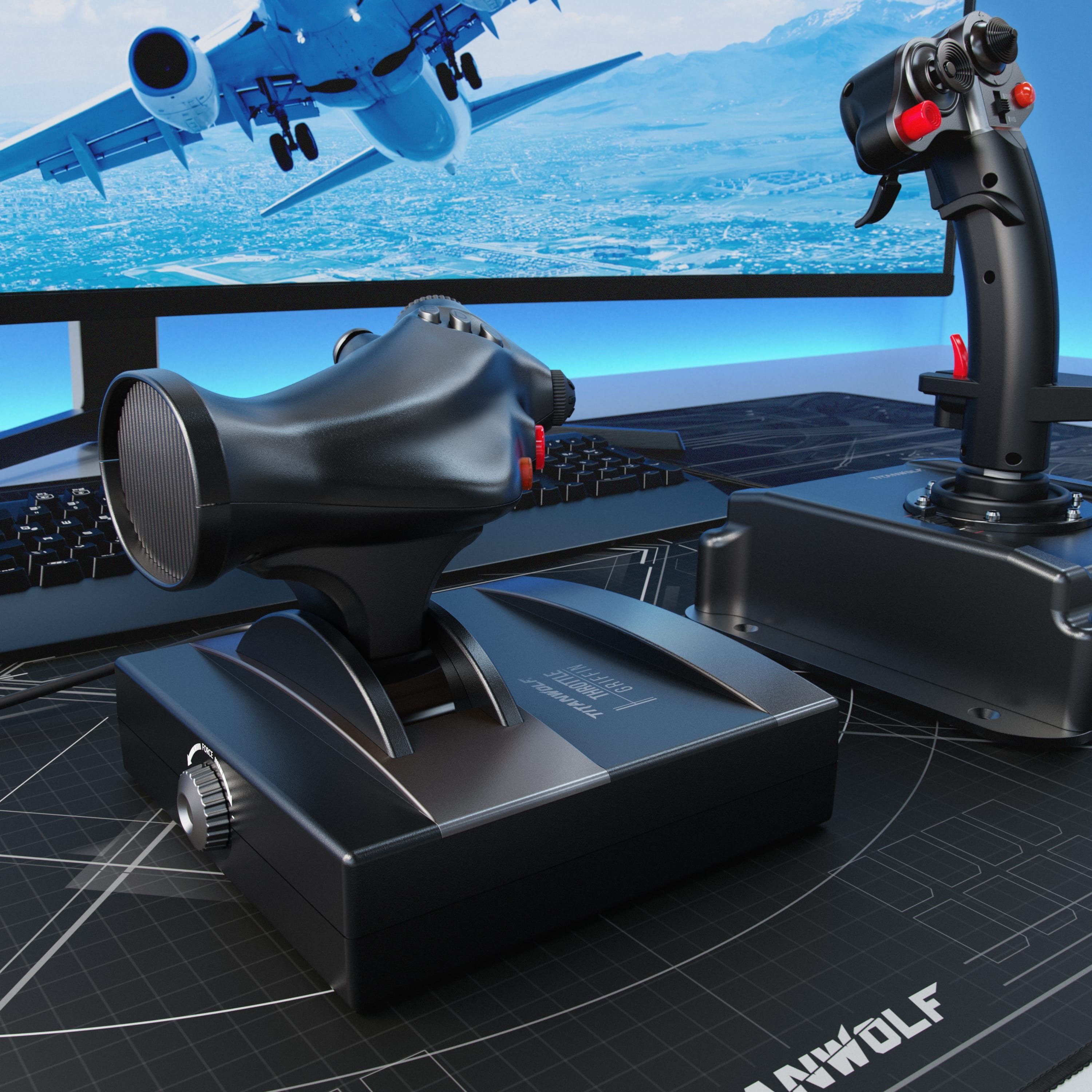 Titanwolf Schubhebel (Schubregler - Throttle Joystick 8 Wege HAT Switch ...