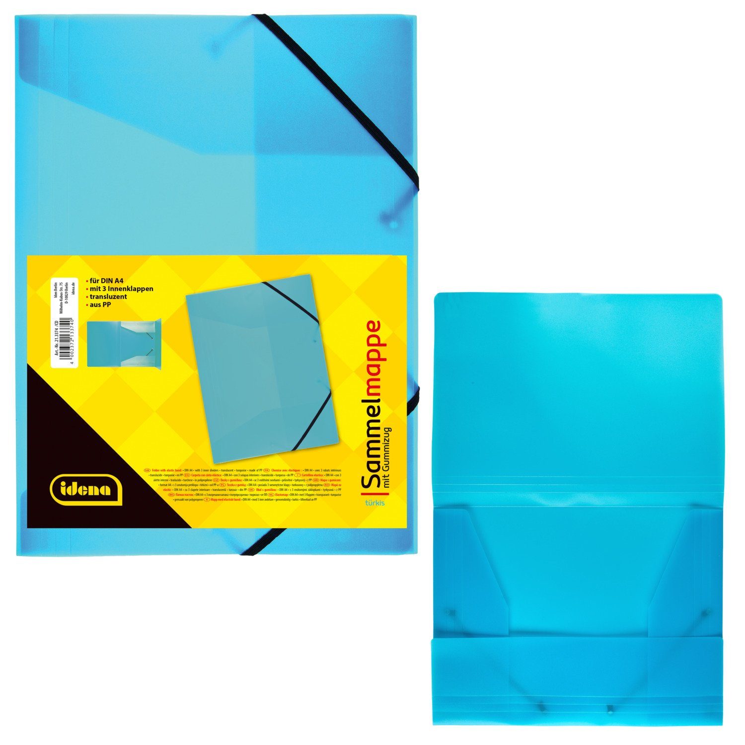 Idena Hefter Idena 213374 - Sammelmappe mit Gummizug für DIN A4, aus Polypropylen