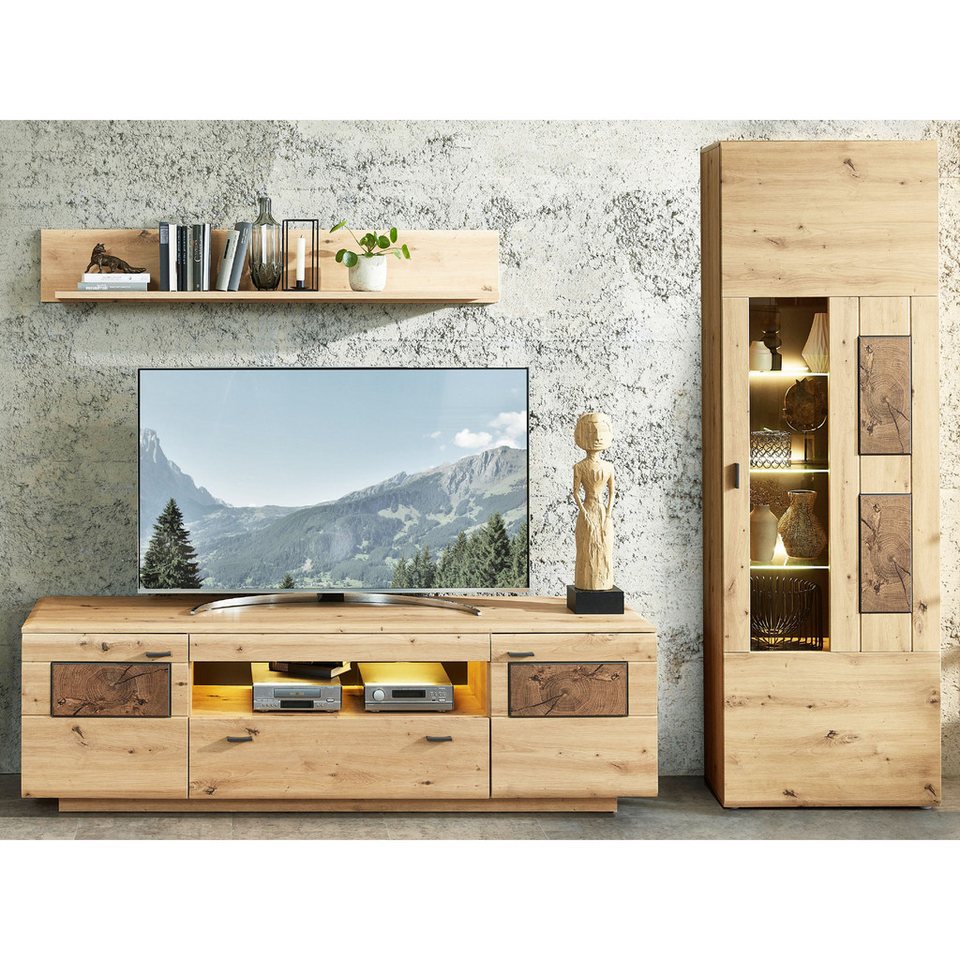 Expendio Wohnwand Marian 26 Spar Set 3 St Artisan Eiche Nb