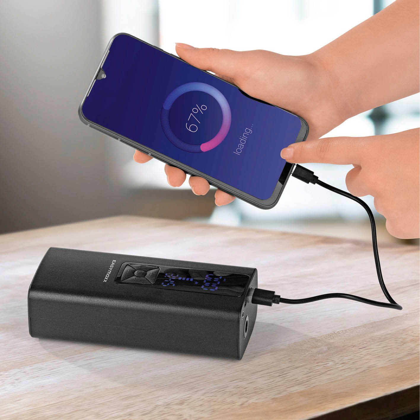 EASYmaxx Akku-Handkompressor mit Digital-Display schwarz, Umfangreiches ...