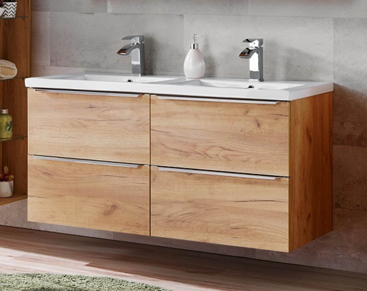 Einfachgutemoebel Waschtisch Set Bad Doppel Waschplatz Capri 120cm