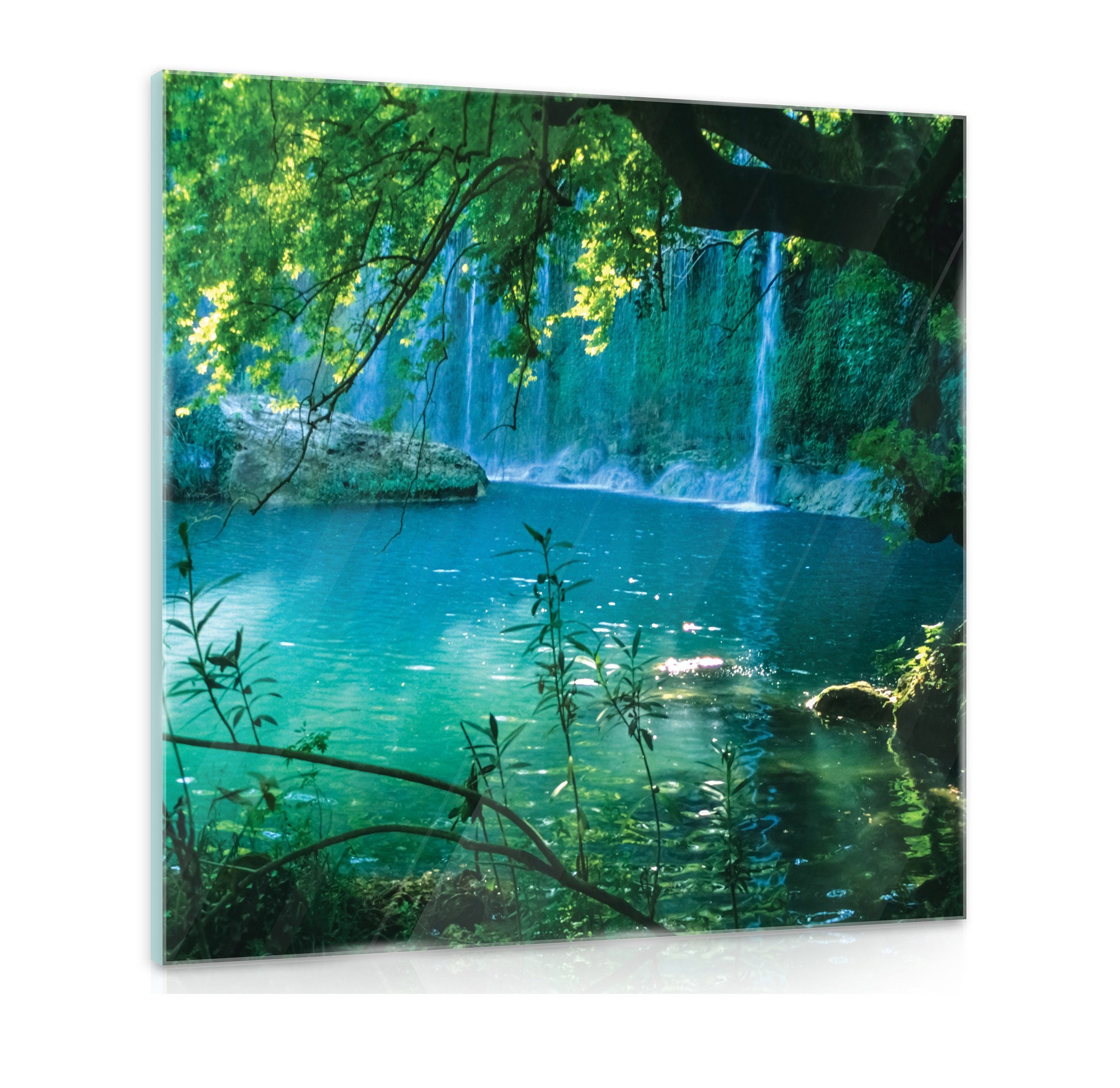 Wallarena Glasbild Wald Wasserfall Natur Landschaft, Modern Glasbilder Wohnzimmer Schlafzimmer ...