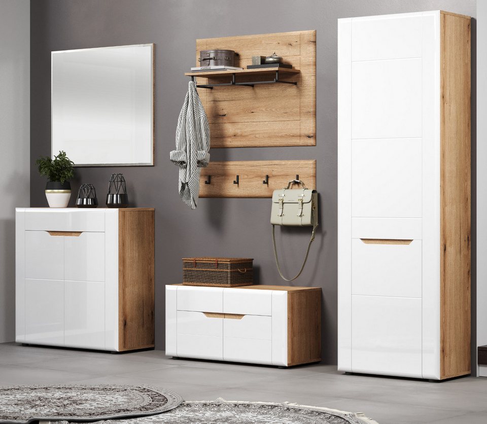 Furndesign Garderoben Set Fargas Flurgarderobe In Weiß Hochglanz Und