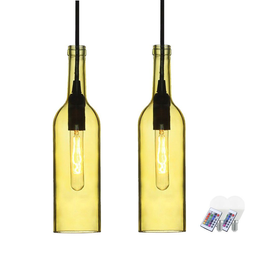 Etc Shop Pendelleuchte 2er Set Rgb Design Led Flaschen Hänge Lampen