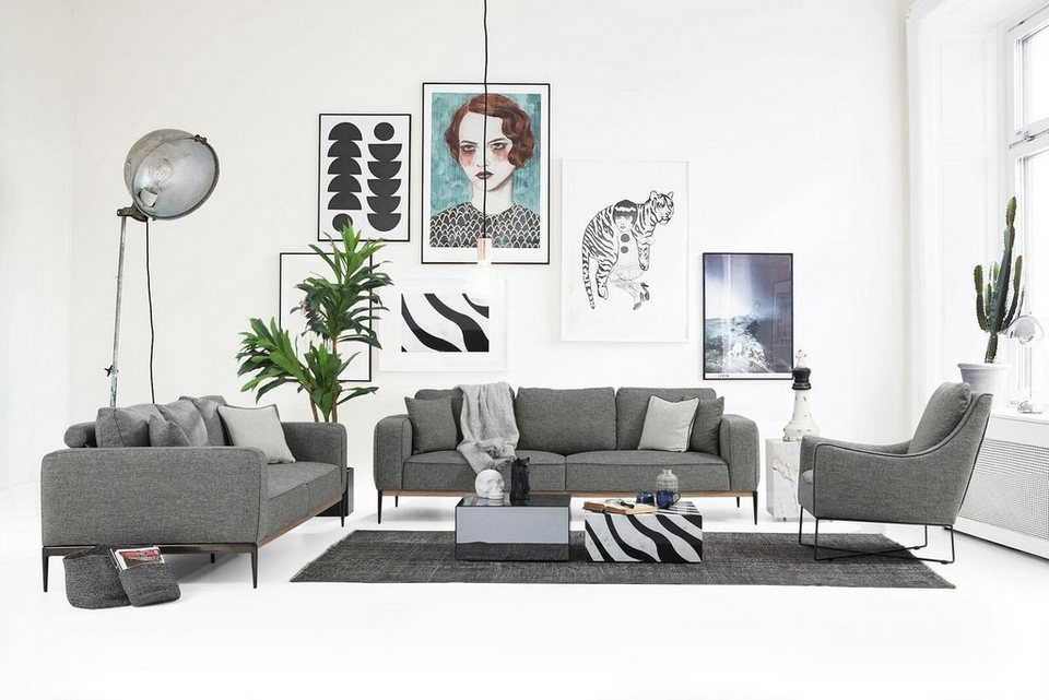 Jvmoebel Wohnzimmer Set Sofagarnitur 221 Sitzer Sofa Modern Stoff Set