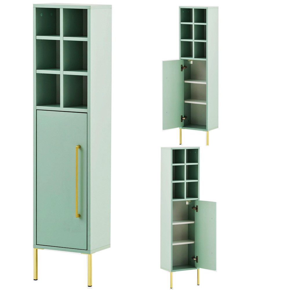 Lomadox Hochschrank Saray 80 Highboard Badezimmermöbel In Mintgrün Bh