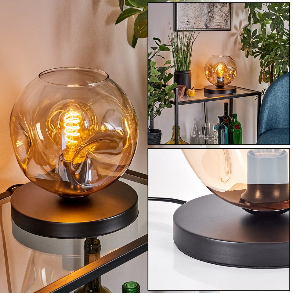 Hofstein Tischleuchte Tischlampe Aus Metallglas In Schwarzbernstein