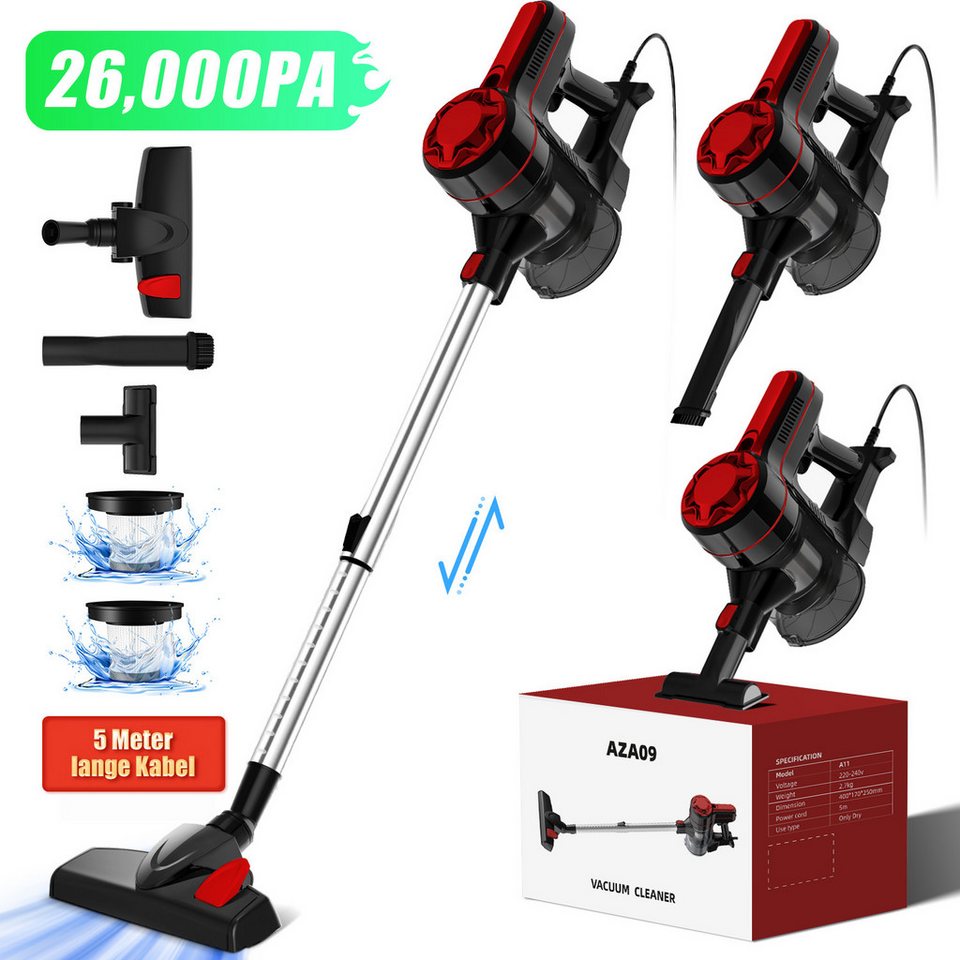 Hiazurm Akku Hand Und Stielstaubsauger Kabelstaubsauger 26000pa 2