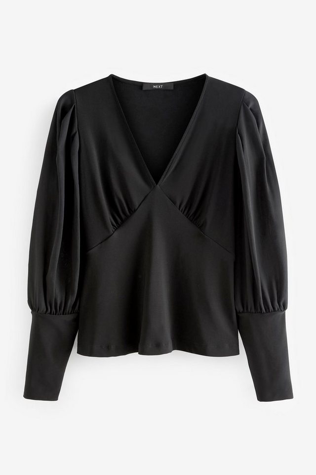 Next Blusenshirt Langarmoberteil Mit V Ausschnitt Und Bündchen 1 Tlg