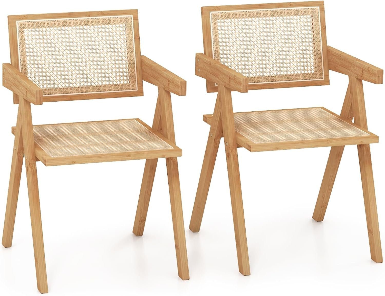 Komfotteu Küchenstuhl Akzentstuhl 2er Set Aus Bambus Rattan Bis 130