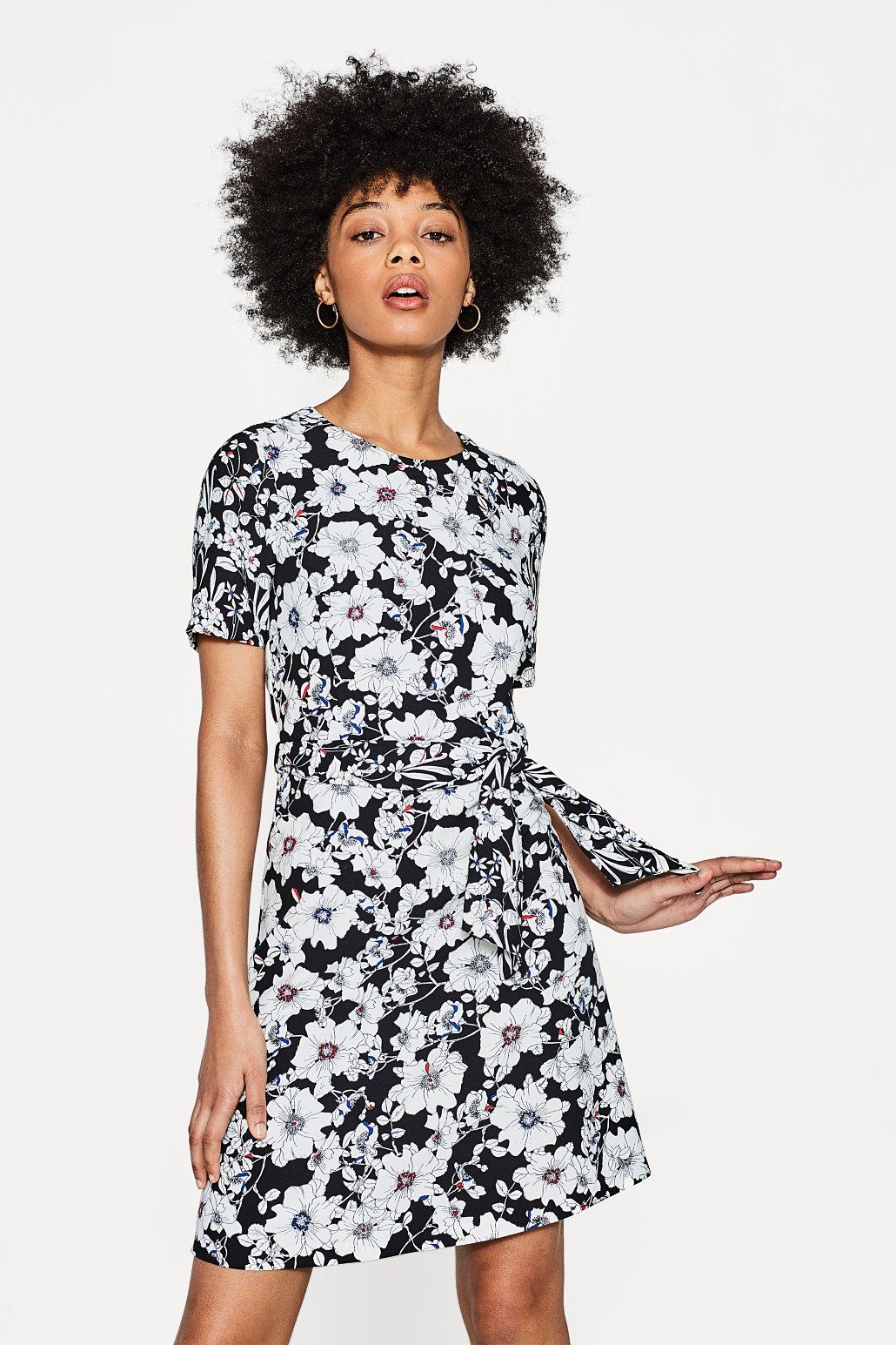 Esprit Collection Strukturiertes Crêpe Kleid Mit Blumen Print Online