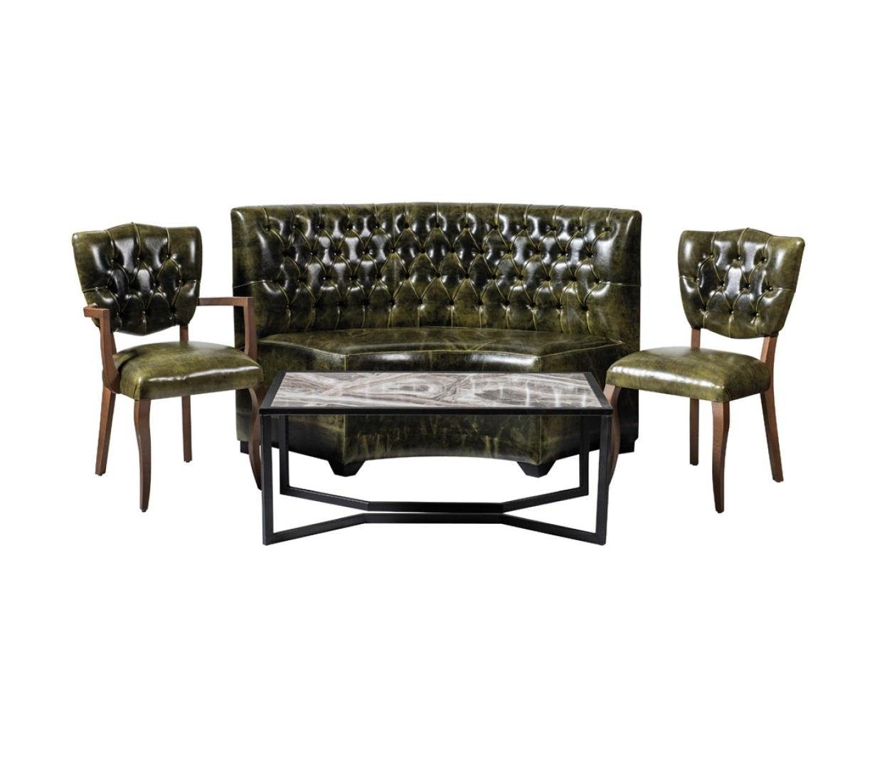 Jvmoebel Wohnzimmer Set Chesterfield 2х Stühle Sofa 2 Sitzer Set 4 Tlg