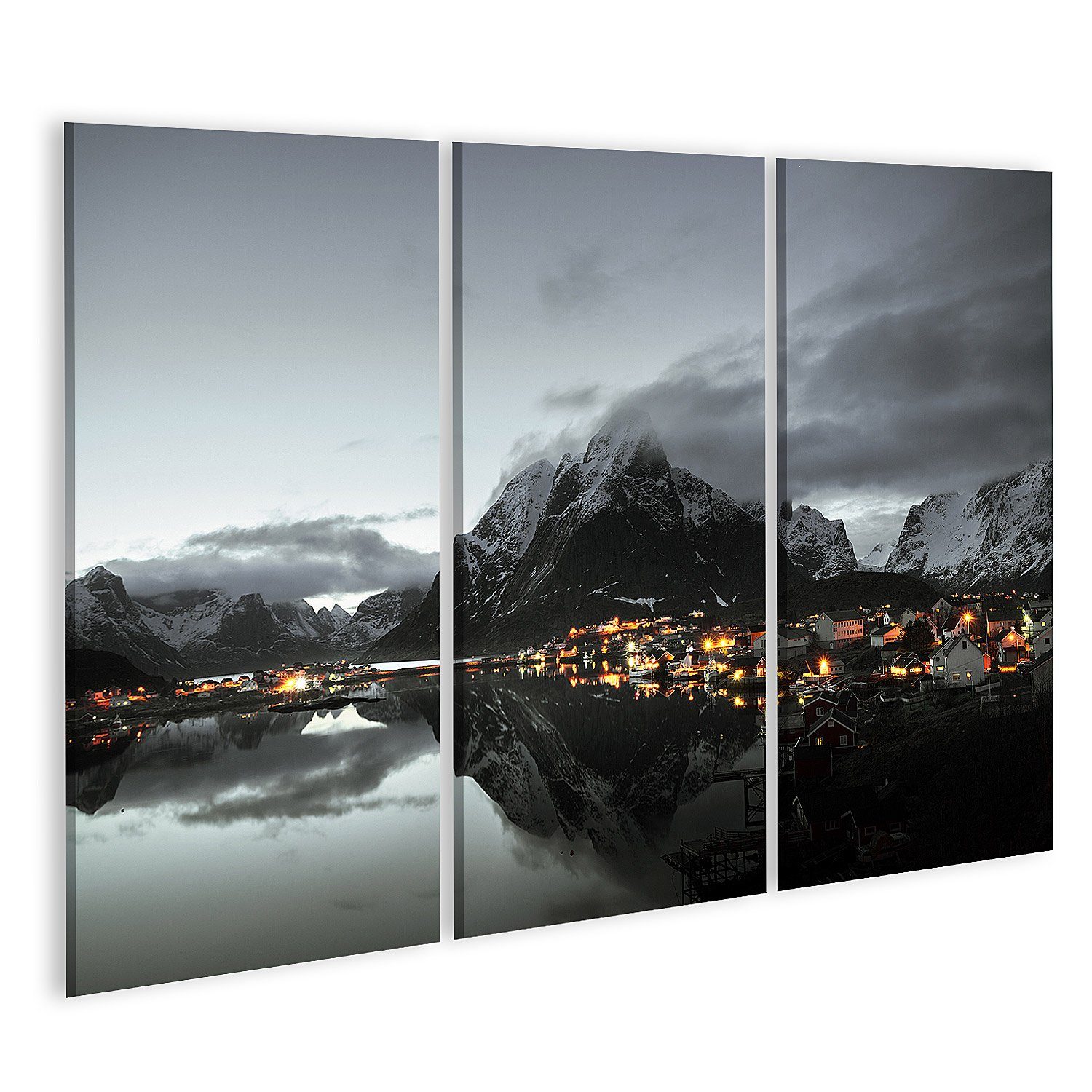 islandburner Leinwandbild Bild auf Leinwand Sonnenuntergang In Reine Village Lofoten Norwegen W