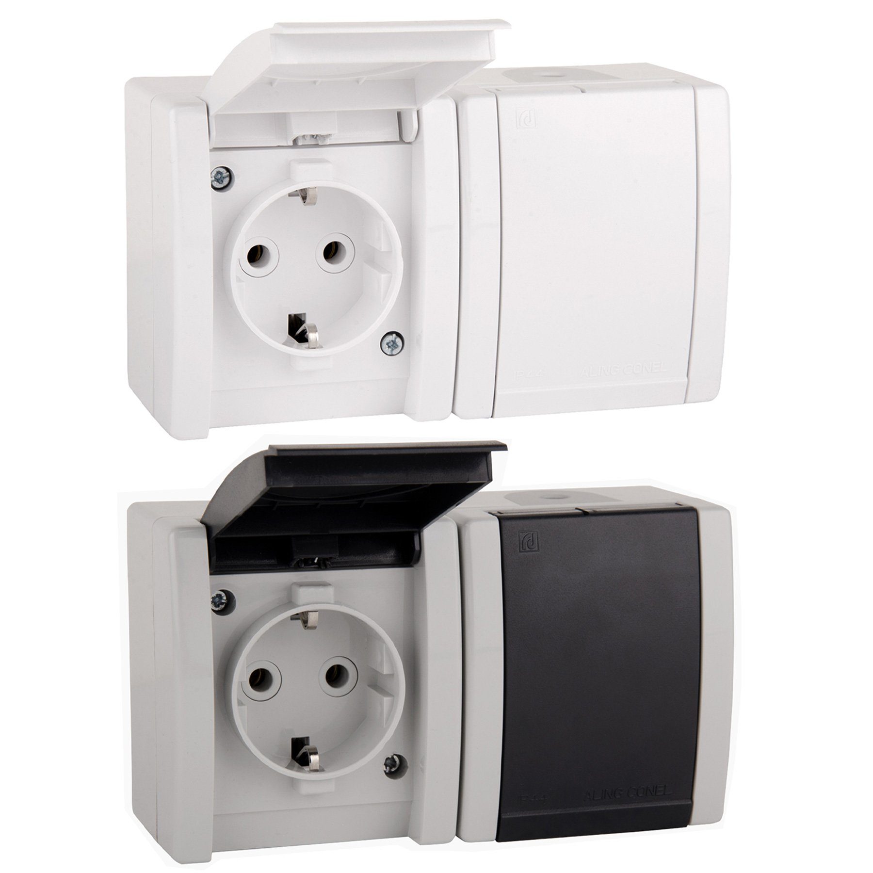 Aling Conel Aufputz-Steckdose 2-fach Aufputz Steckdose mit Klappdeckel ...