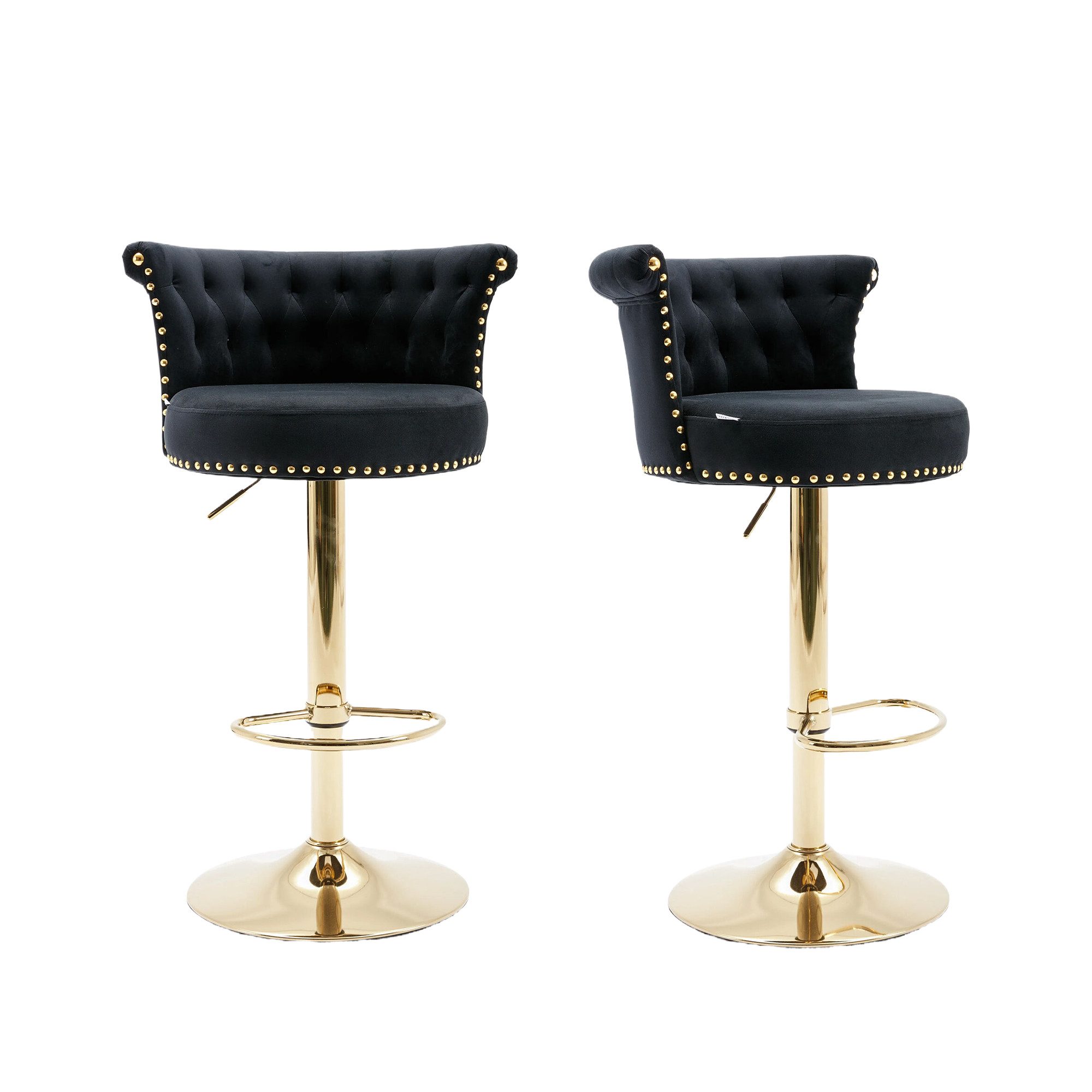Ulife Barhocker Barstühle Mit Goldenen Metallbeinen Drehbar Set 2 St
