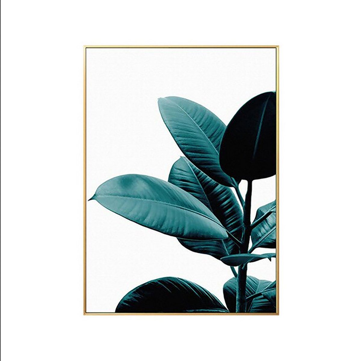 TPFLiving Kunstdruck (OHNE RAHMEN) Poster - Leinwand - Wandbild, Goldene Ananas und grüne ...