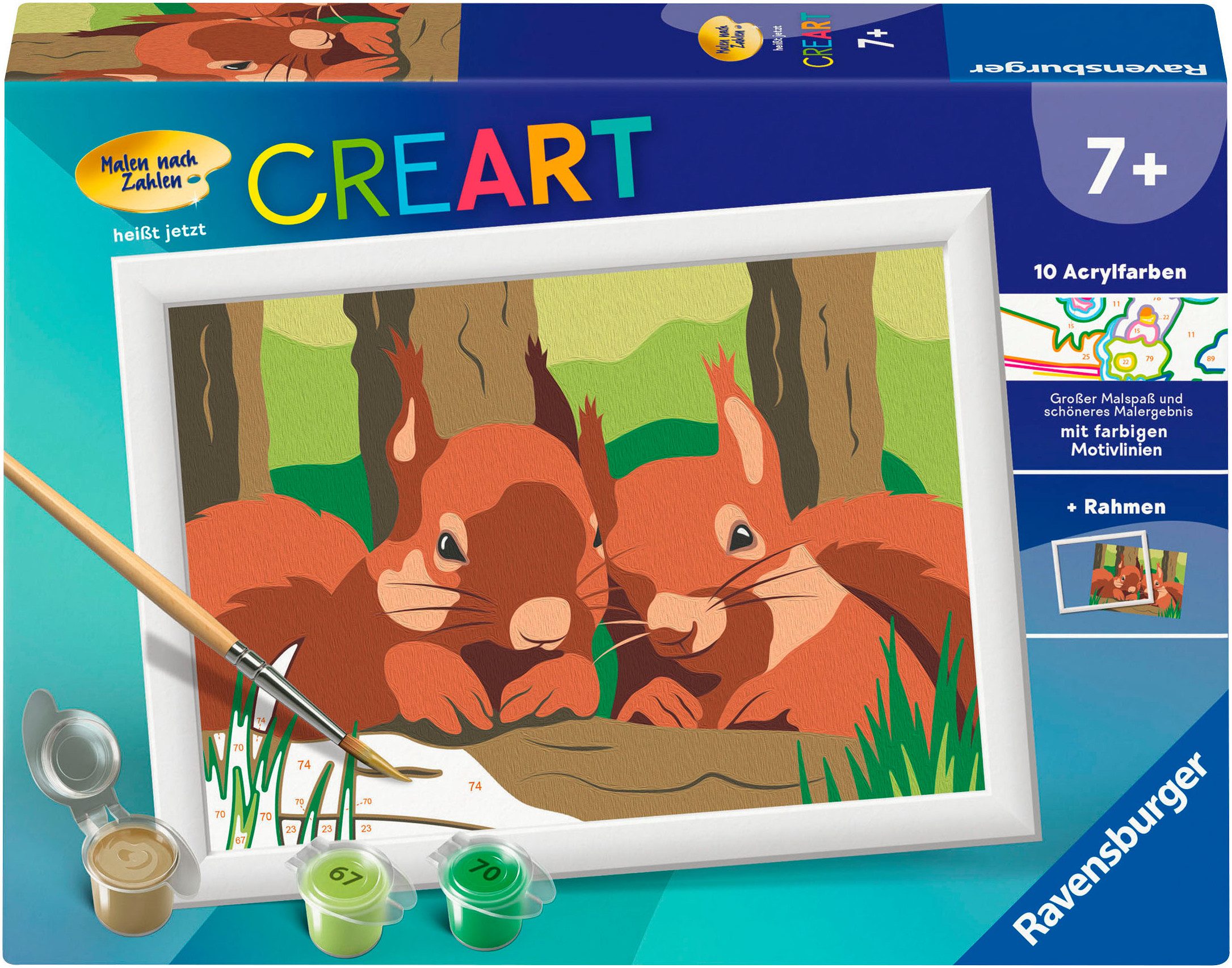 Ravensburger Malen nach Zahlen CreArt, Kuschelnde Eichhörnchen, Made in Europe
