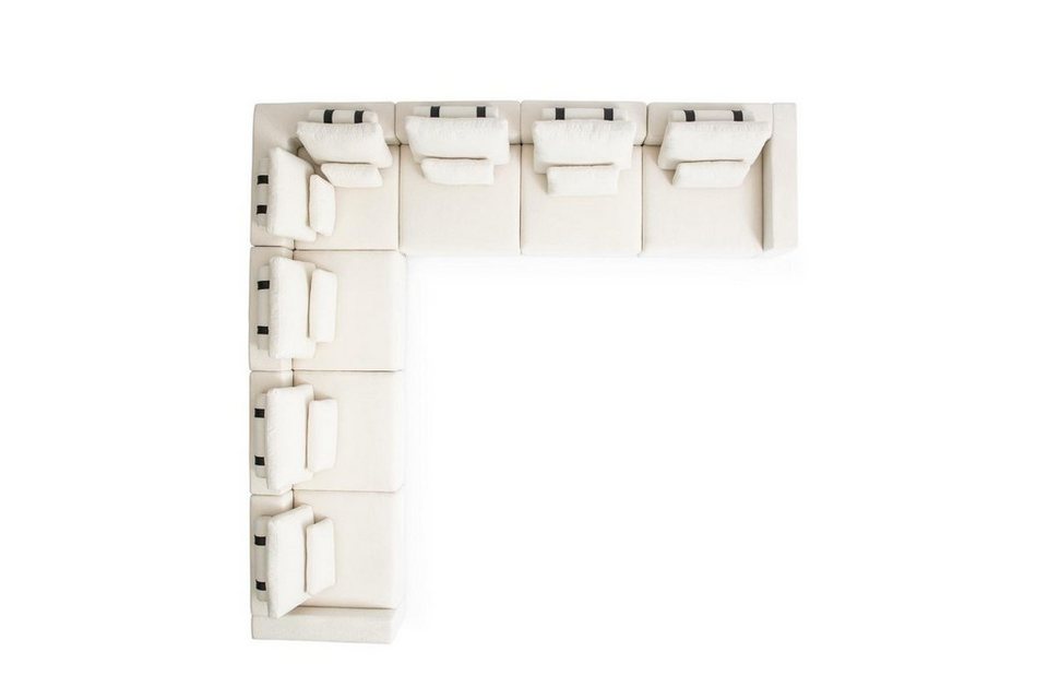 Jvmoebel Ecksofa Weiße Eckcouch Textil Sofas Wohnzimmer Eckgarnitur