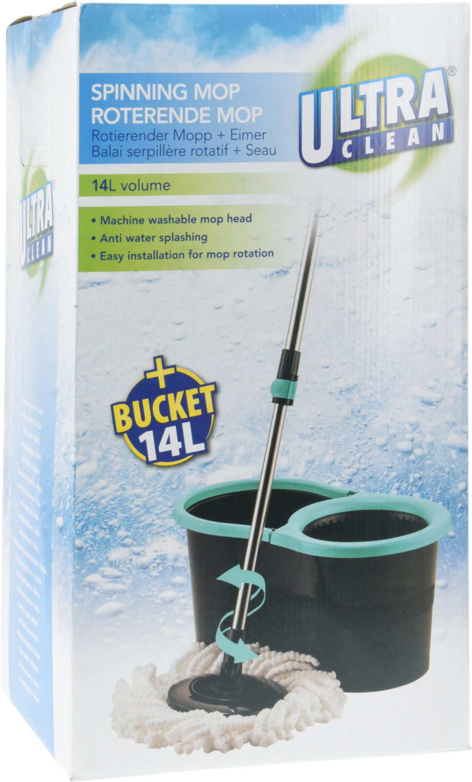 Koopman Wischmopp Putzeimer Set Mop + Teleskopstiel 110 cm + 14 Liter ...