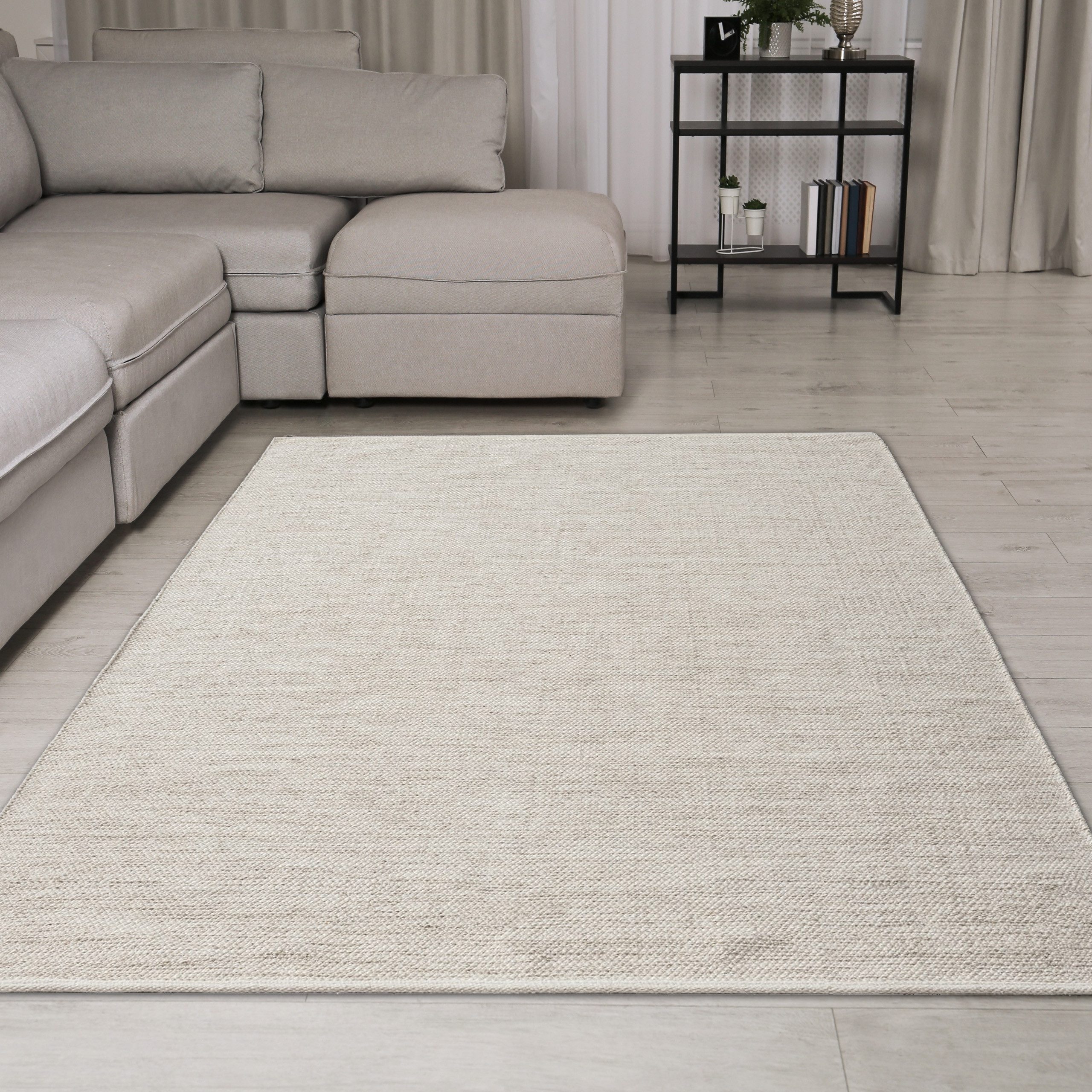 Teppichhome24 Teppich Luxuriöser Wollteppich Handgewoben Uni Design In