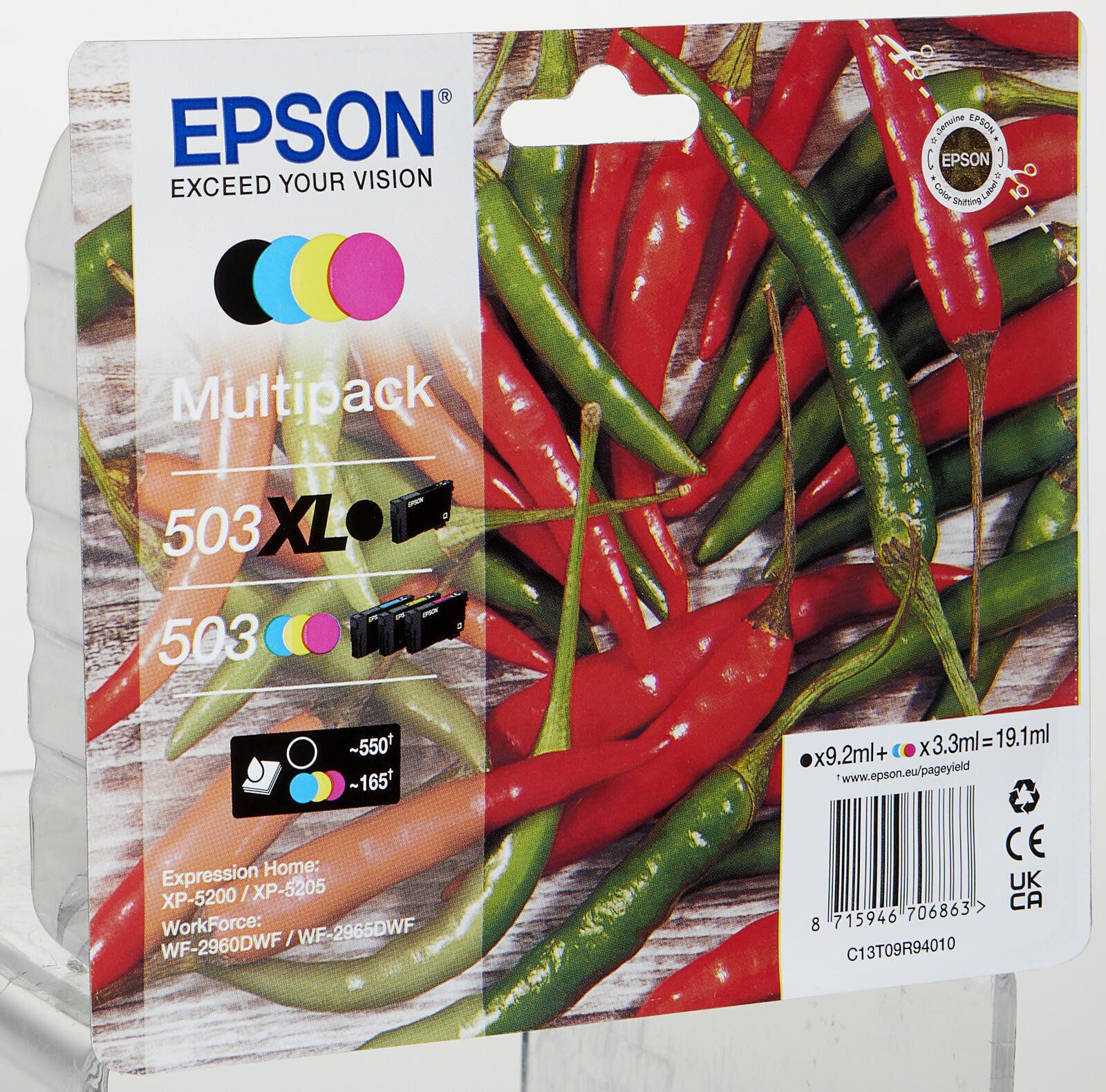 Epson 503XLBK + 503C/M/Y Tintenpatrone, geeignet für: Expression Home XP-5200/5205, WorkForce WF ...