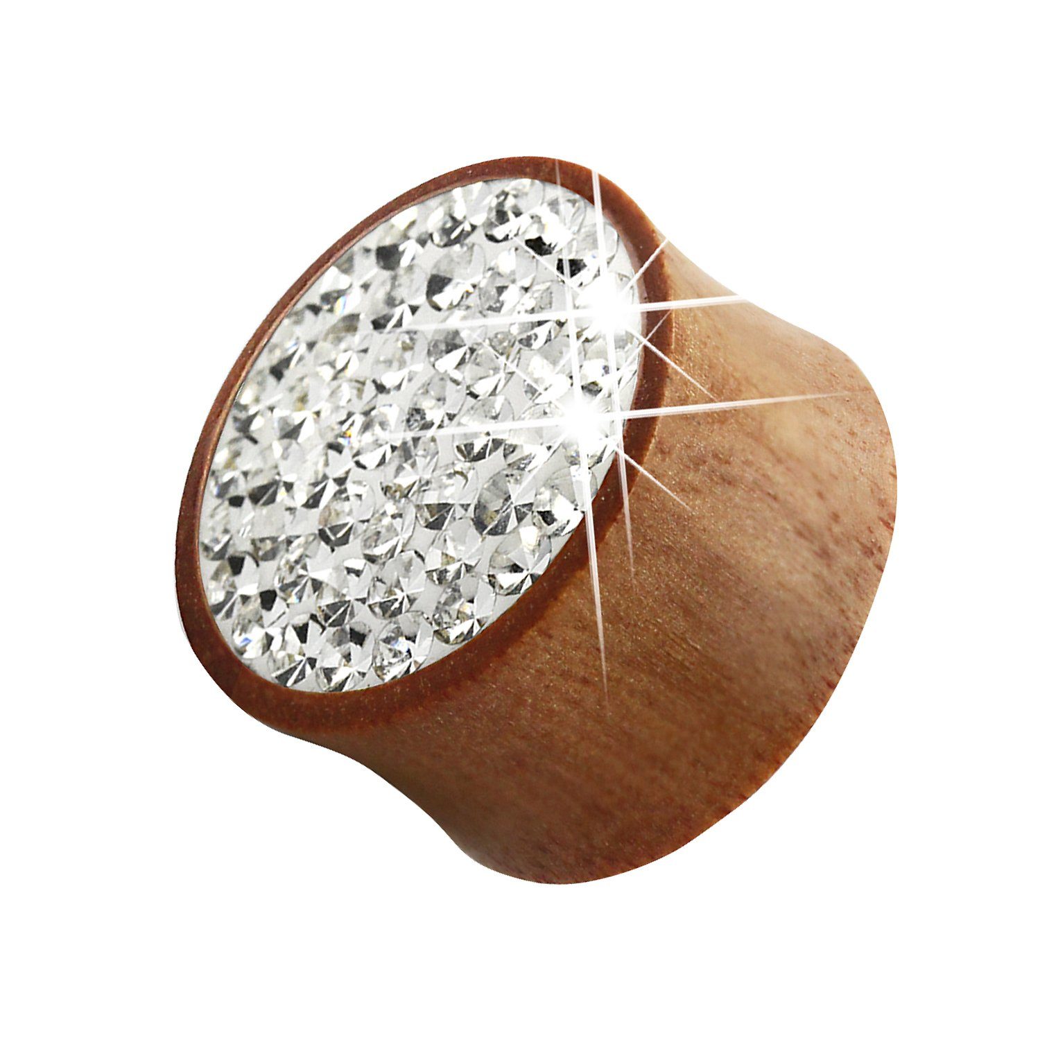 Taffstyle Plug Holz Ohr Plug Tunnel mit Kristallen Double Flared, Ohr ...