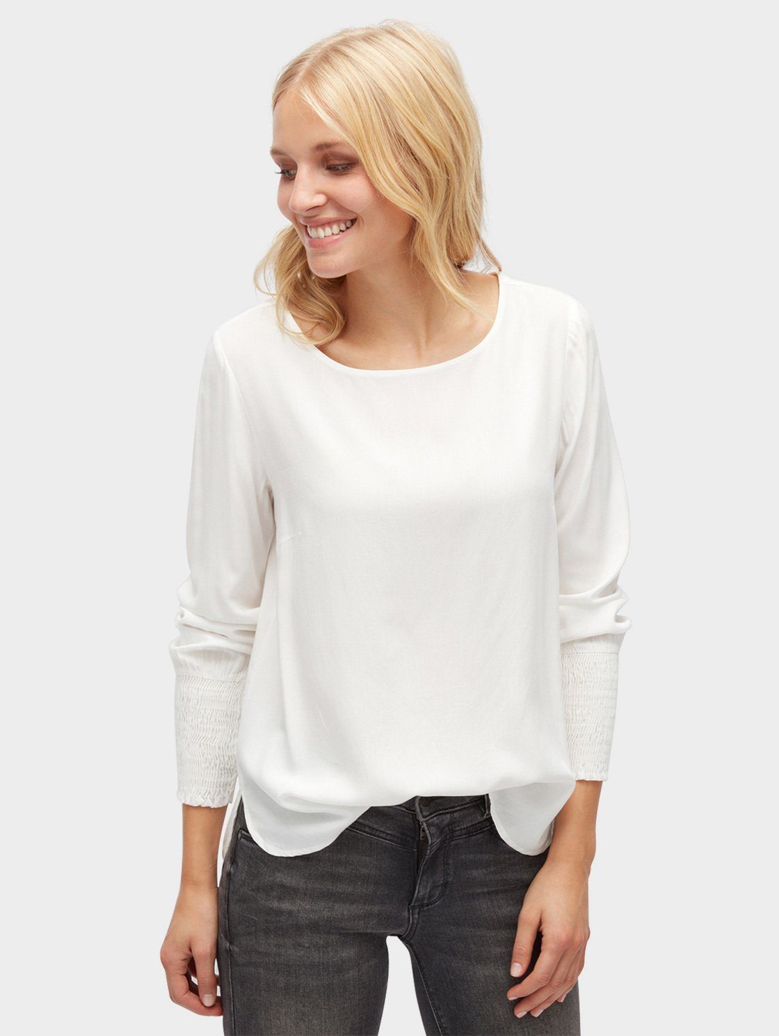 Tom Tailor Langarmbluse Bluse Mit Gesmoktem Armsaum Online Kaufen Otto