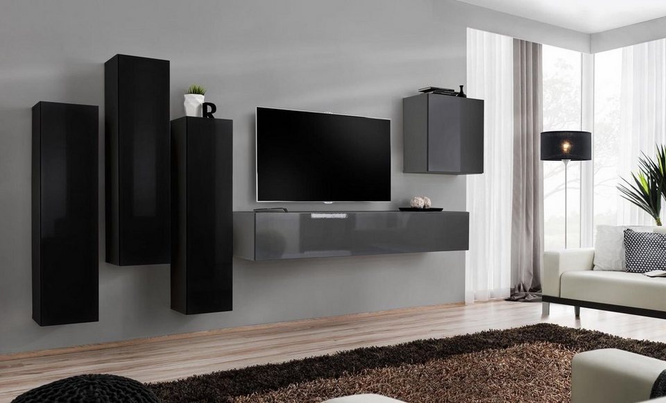 Jvmoebel Wohnzimmer Set Grau Tv Ständer Sideboard Luxus Wohnwand