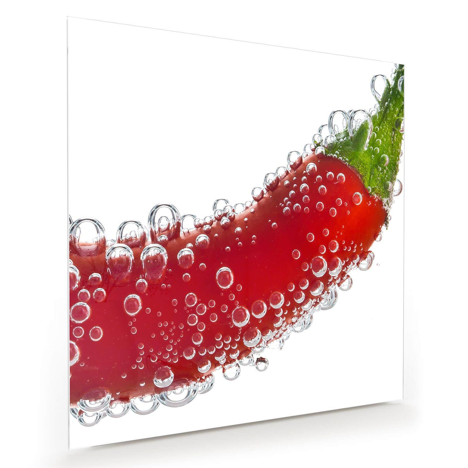 Primedeco Glasbild Wandbild Quadratisch Chilischote Mit Blasen Mit