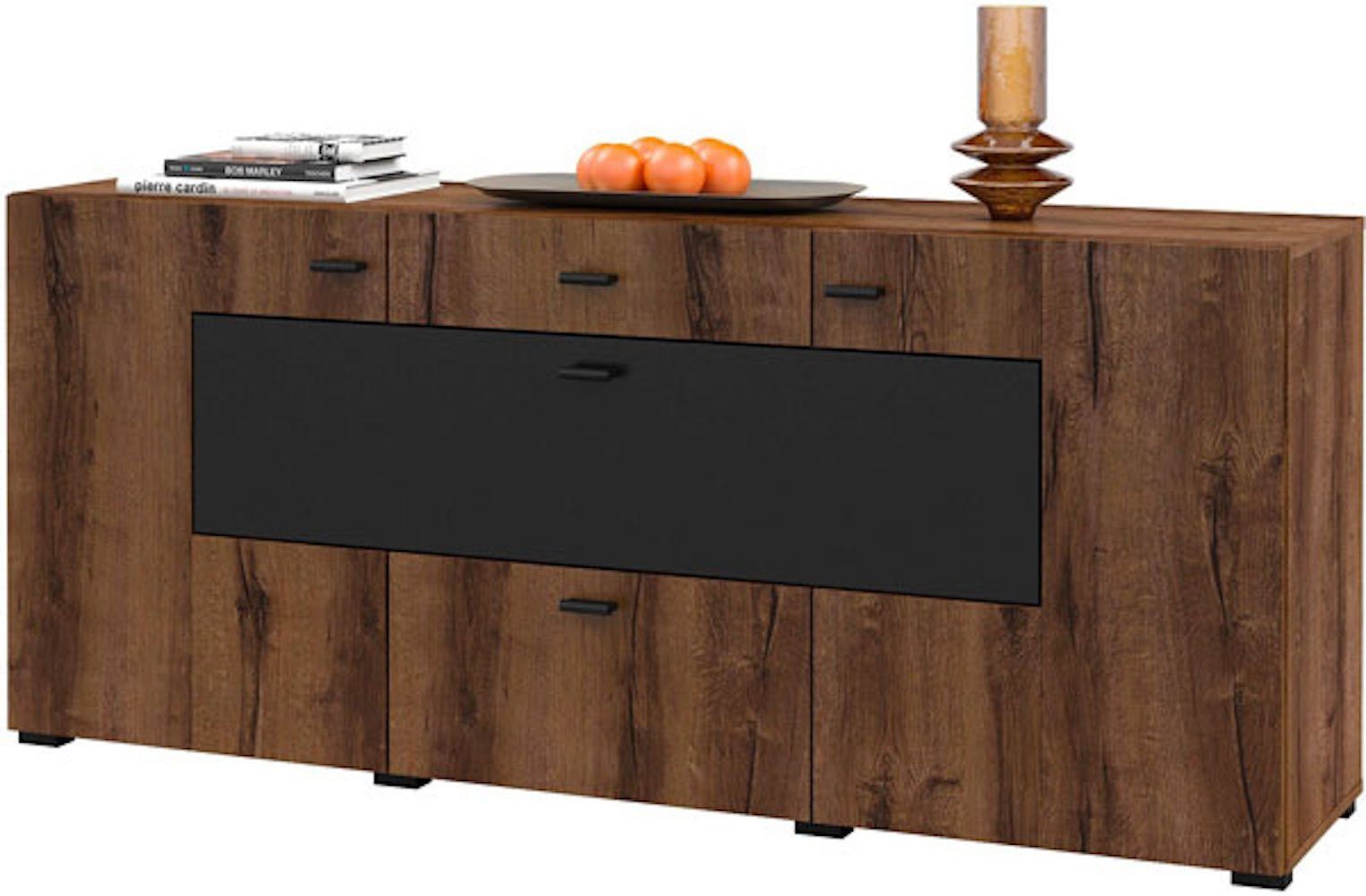 Helvetia Sideboard Coby 1 St 165x39x705cm Monastery Eiche Schwarz