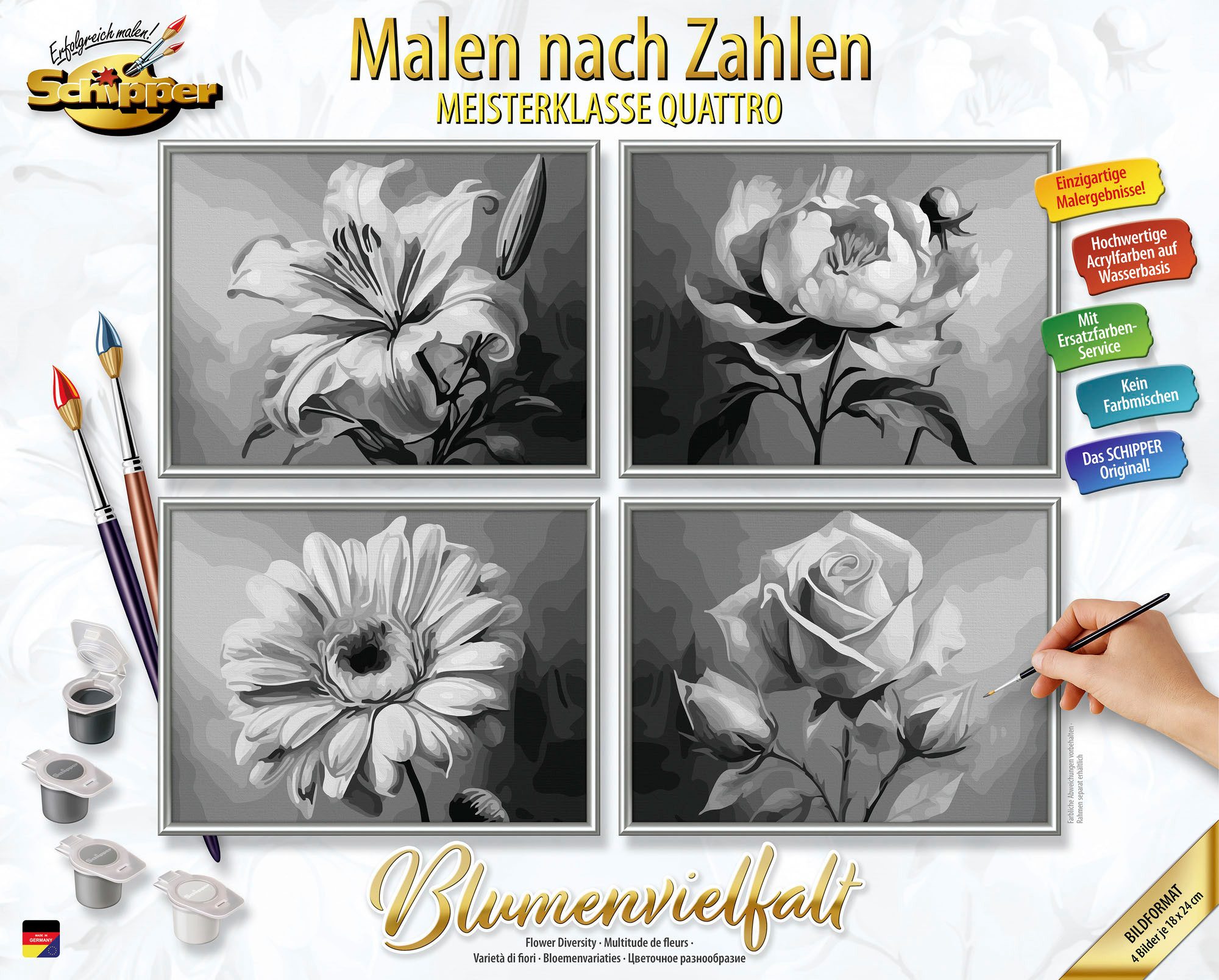 Schipper Malen nach Zahlen Meisterklasse Quattro, Blumenvielfalt, Made in Germany