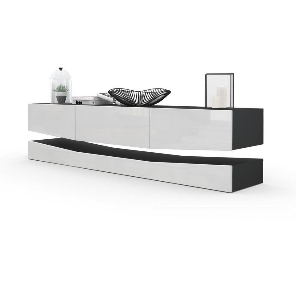 Vladon Lowboard City Tv Kommode Mit Sockelelement 1 Offenem Fach Und